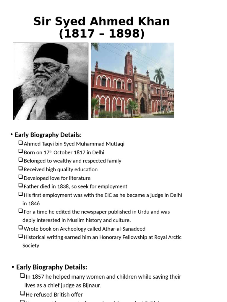 Sir Syed Ahmed Khan | PDF | Two Nation Theory