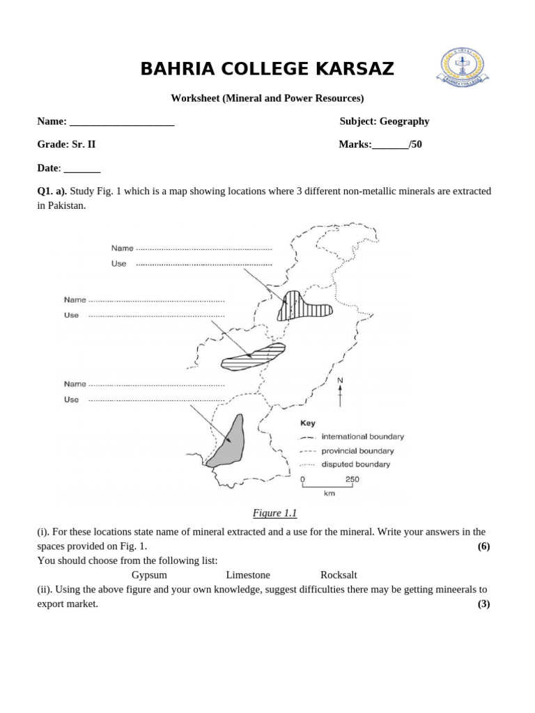 Mineral Resource Worksheet | PDF | Science & Mathematics | Technology ...