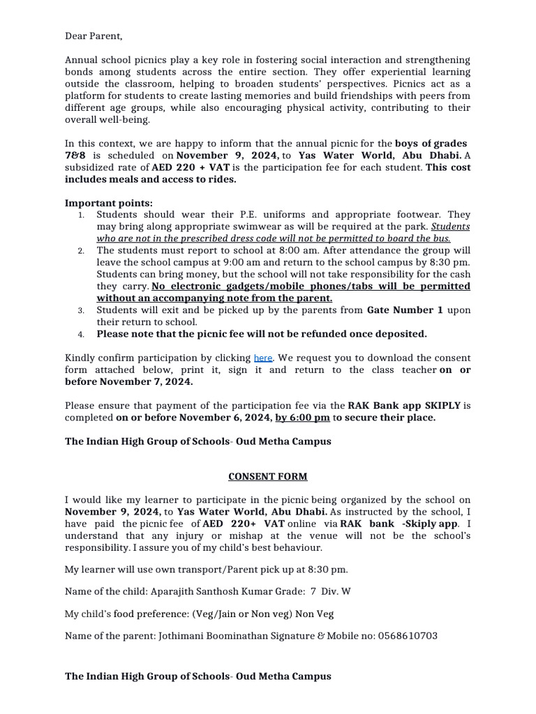 Picnic Circular 7&8 Boys | PDF | Learning | Behavior Modification