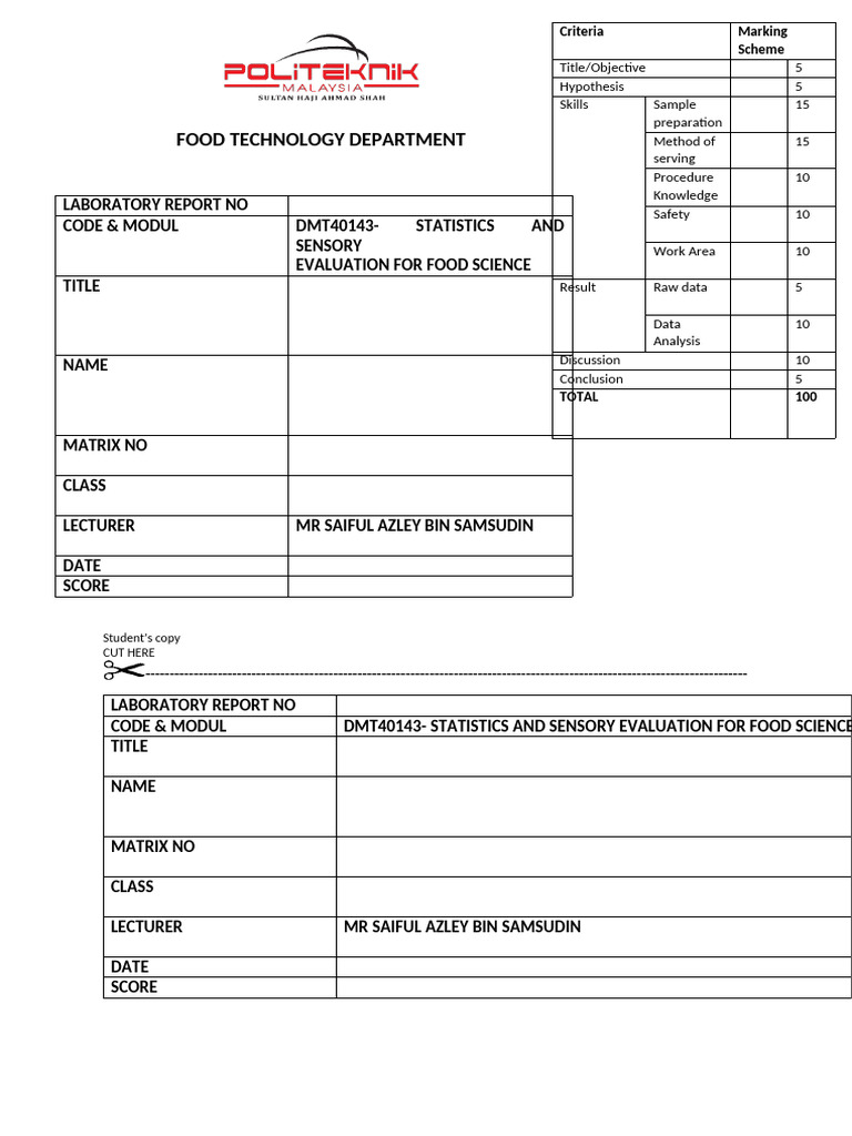 Food Science Lab Report Guidelines | PDF | Statistics | Science