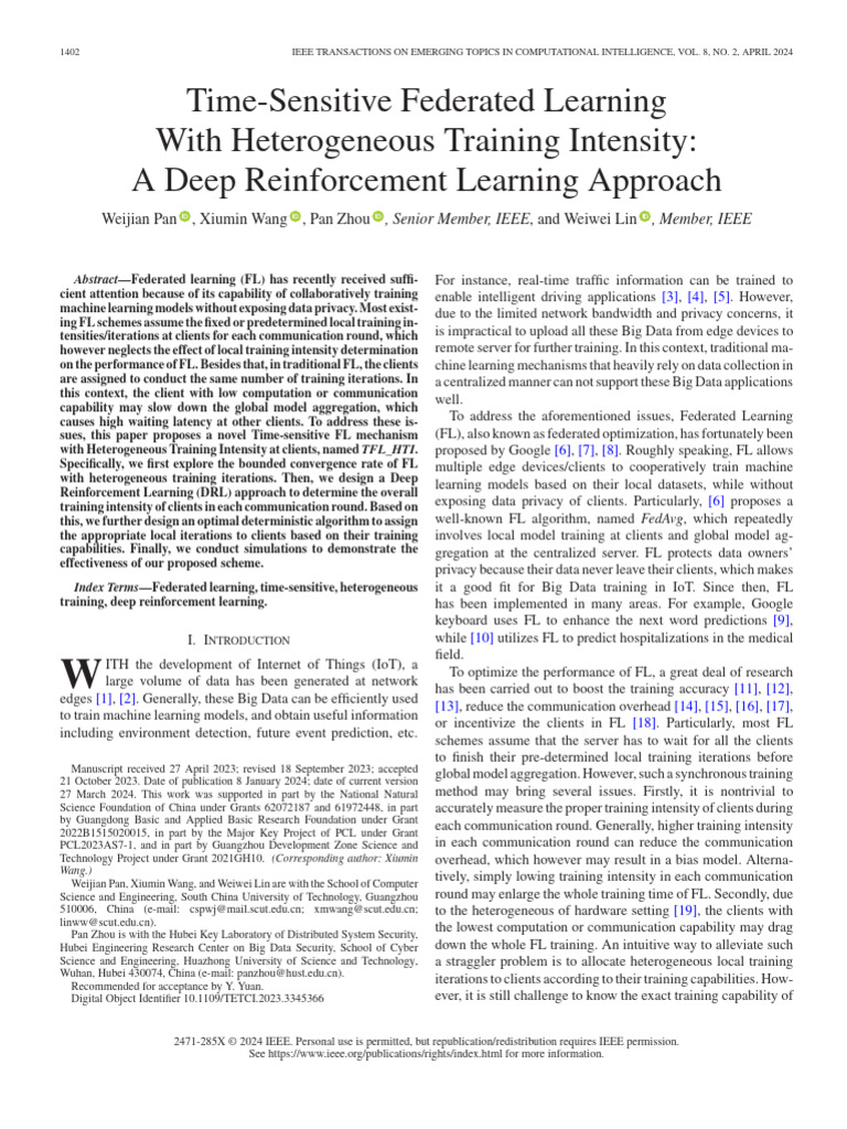 Time-Sensitive Federated Learning With Heterogeneous Training Intensity ... Time-Sensitive Federated Learning With Heterogeneous Training Intensity ...