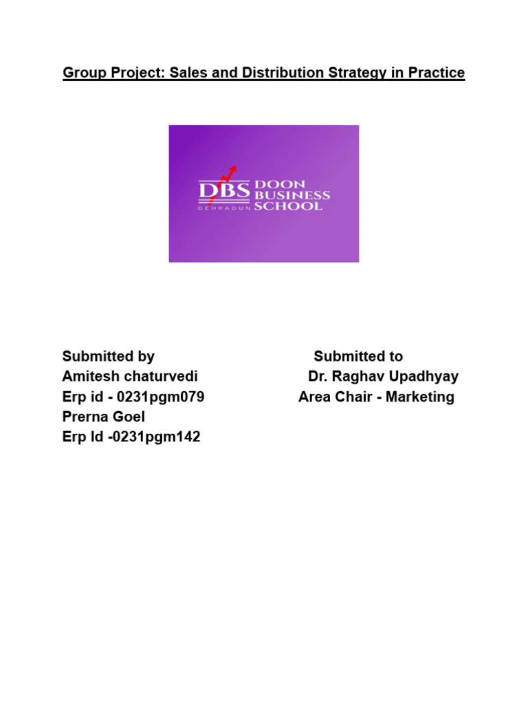 Group Project - Sales and Distribution Strategy in Practice | PDF ...