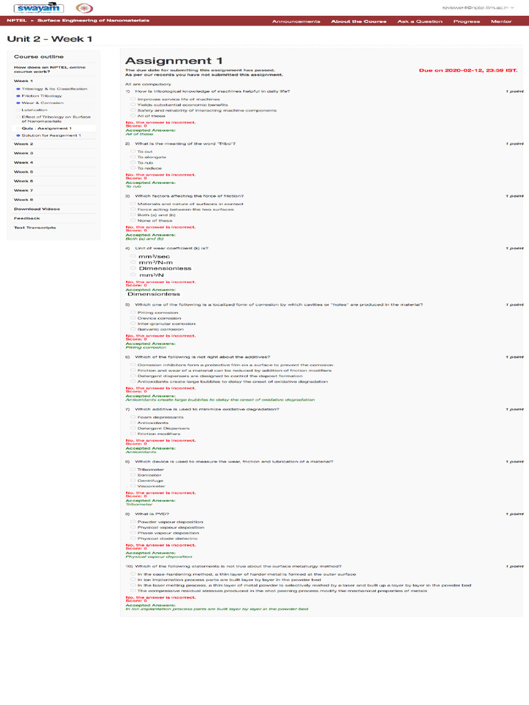 Noc20 mm10 Assigment 1 | PDF