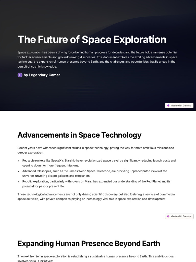 The Future of Space Exploration | PDF | Space Exploration | Outer Space