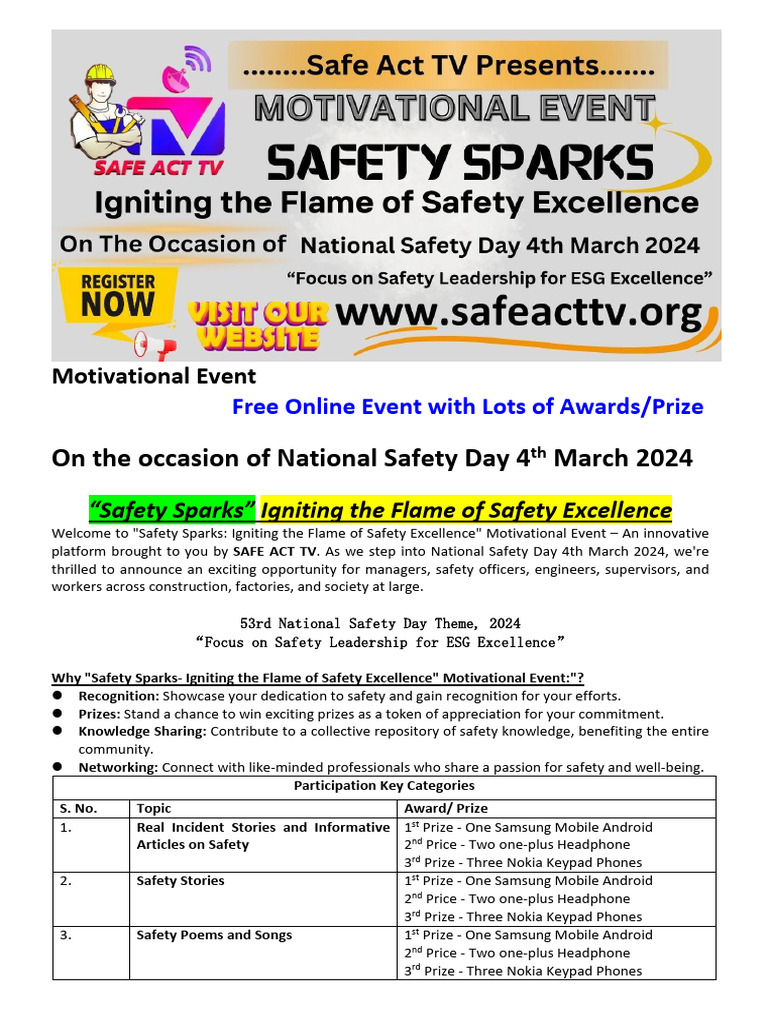 Safety Sparks Igniting The Flame of Safety Excellence Motivational ...