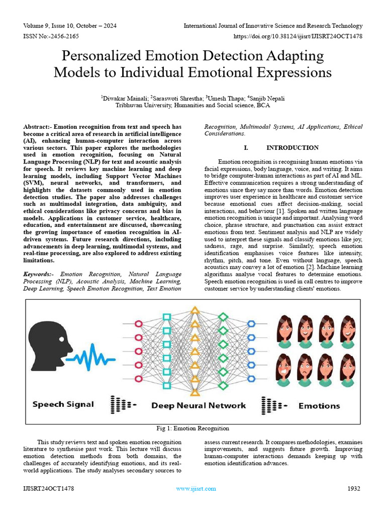 Personalized Emotion Detection Adapting Models to Individual Emotional Expressions | PDF ...