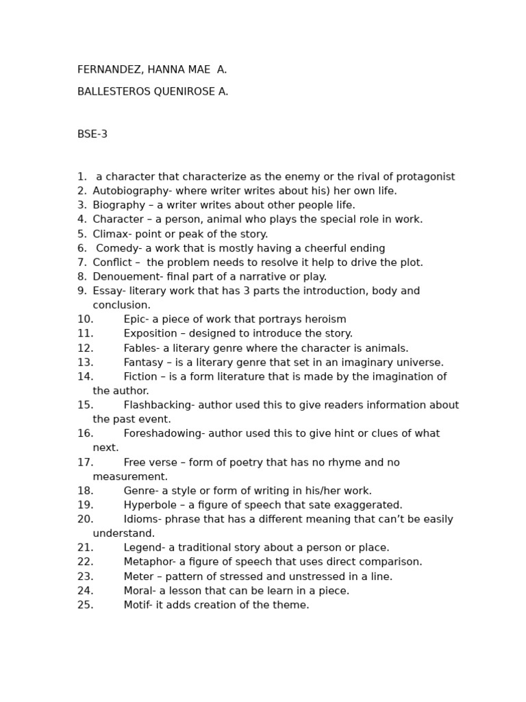 Sda-50 Lit Terms | PDF | Poetry | Narration