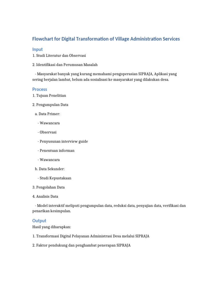 Flowchart Digital Transformation of Village Administration | PDF | Komputer
