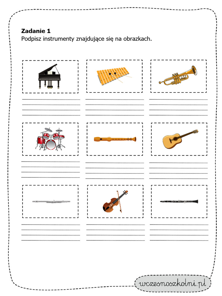 Poznajemy Instrumenty Muzyczne - Zadania Z Muzyki Dla Klas 2 | PDF