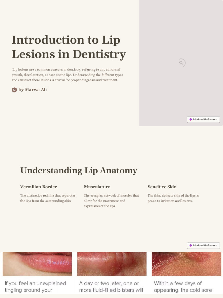 Introduction To Lip Lesions in Dentistry | PDF | Medicine | Epidemiology