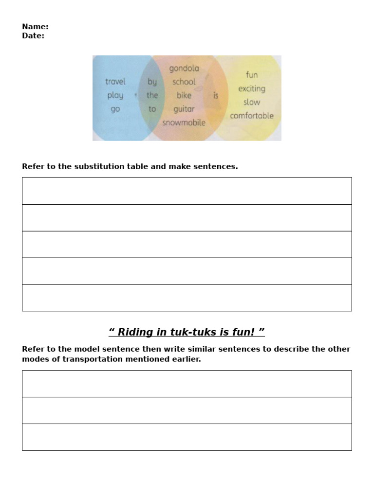 Y4 Sentences Travel | PDF | Language Arts & Discipline