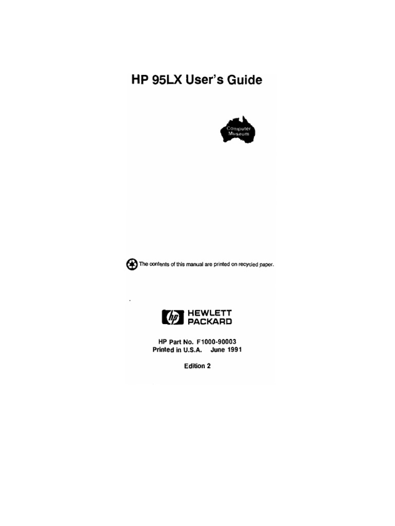 95LX UsersGuide F1000-90001 826pages Jun91 | PDF
