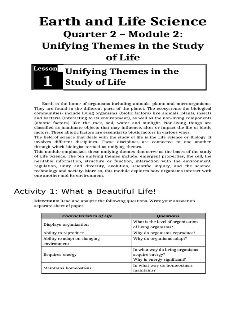 Modue-1-Day1-Els 2 | PDF | Life | Biology