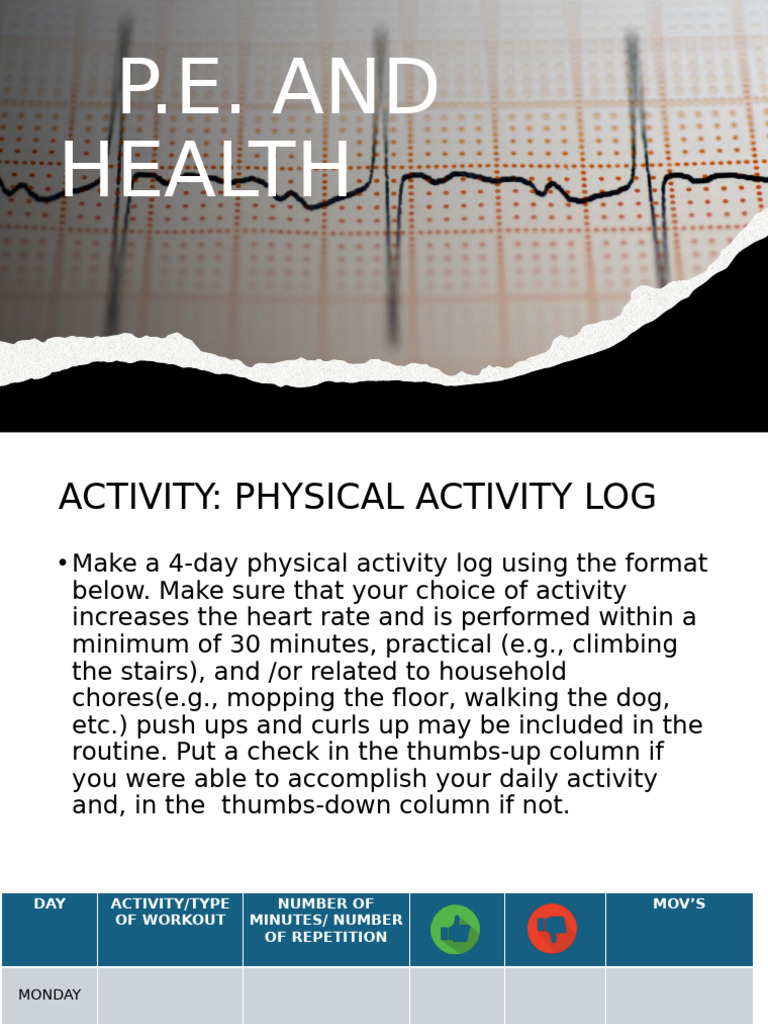 4-Day Physical Activity Log Template | PDF | Career & Growth | Self ...