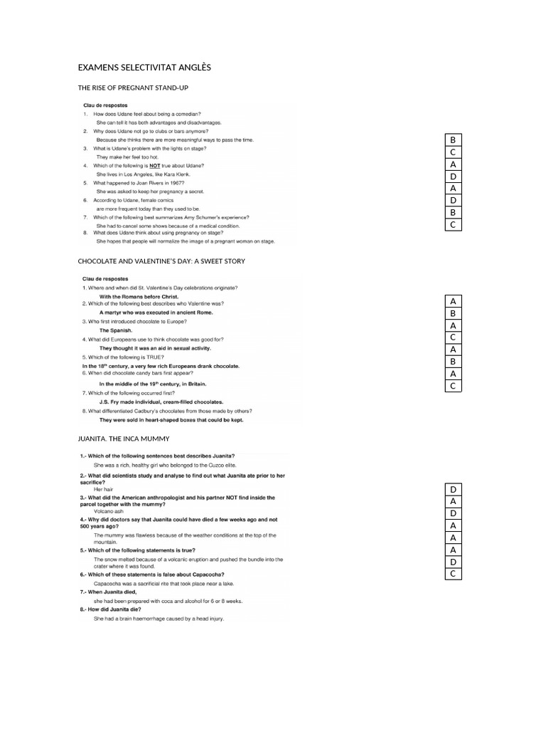 Examens Selectivitat Anglès | PDF