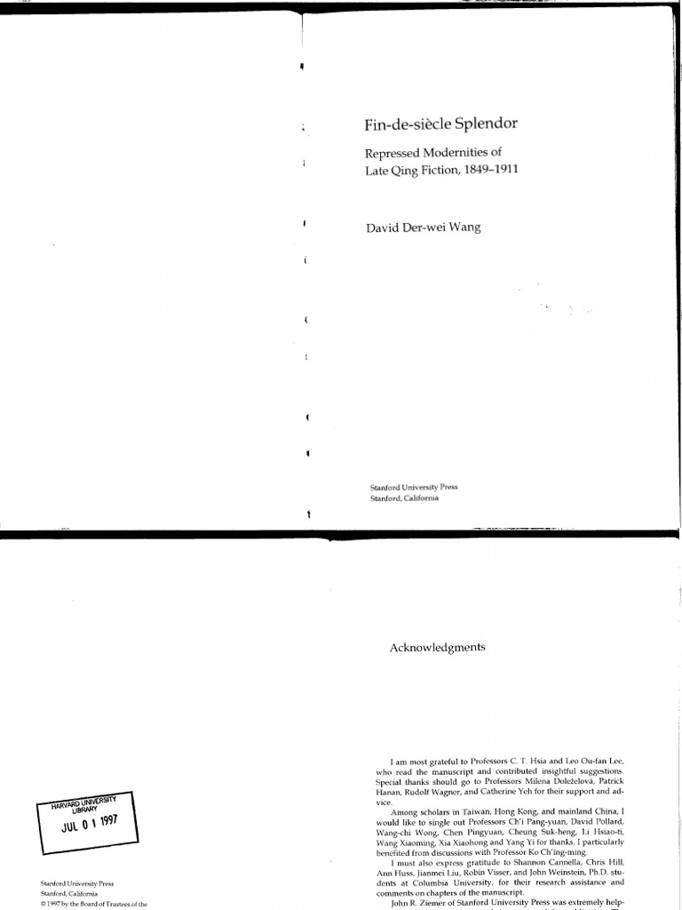 David Der-Wei Wang - Fin-De-Siècle Splendor - Repressed Modernities of ...
