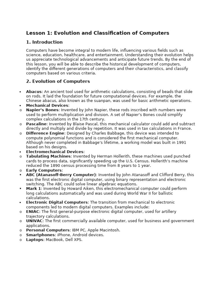 Evolution and Types of Computers | PDF | Personal Computers ...