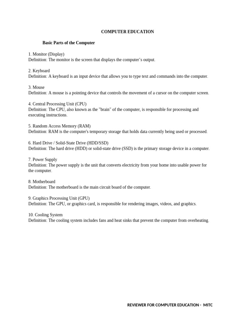 COMPUTER REVIEW | PDF | Input/Output | Computer Data Storage