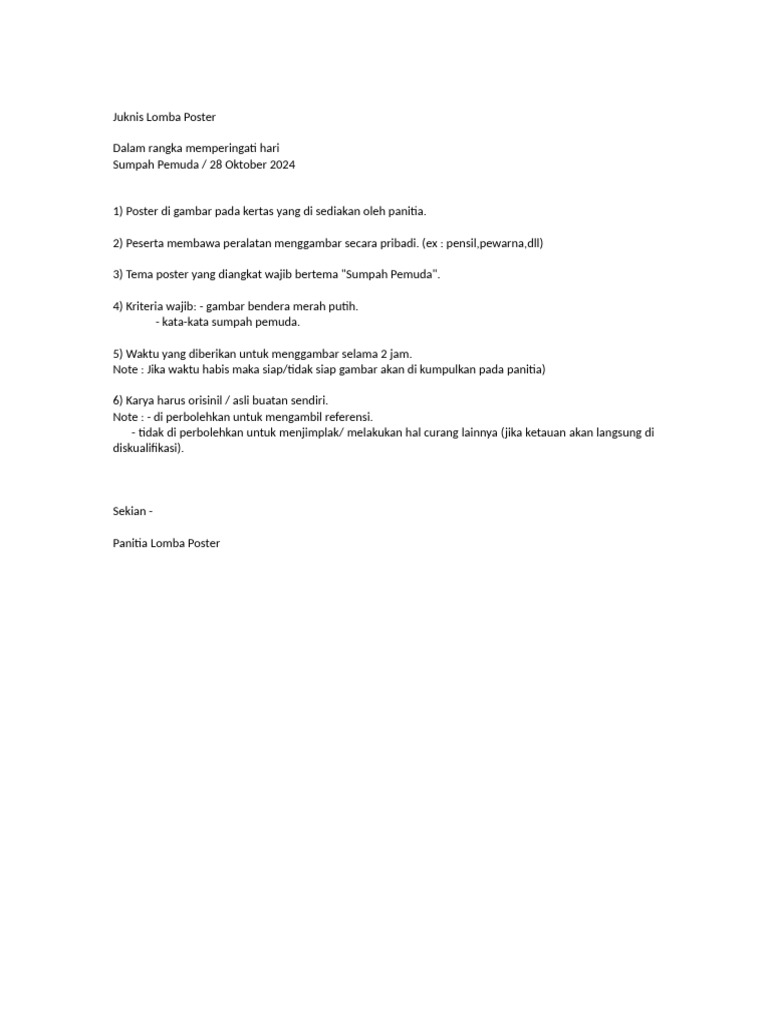 Juknis Lomba Poster | PDF
