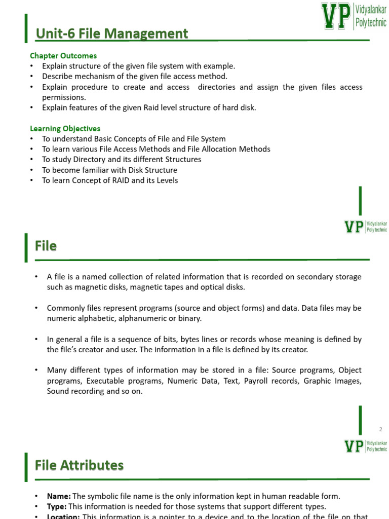 Unit 6 File Management | PDF | Computer File | Database Index Unit 6 File Management | PDF | Computer File | Database Index