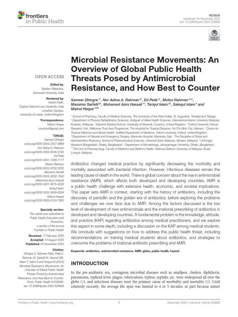 Microbial Resistance Movement Fpubh-08-535668 | PDF | Antimicrobial ...