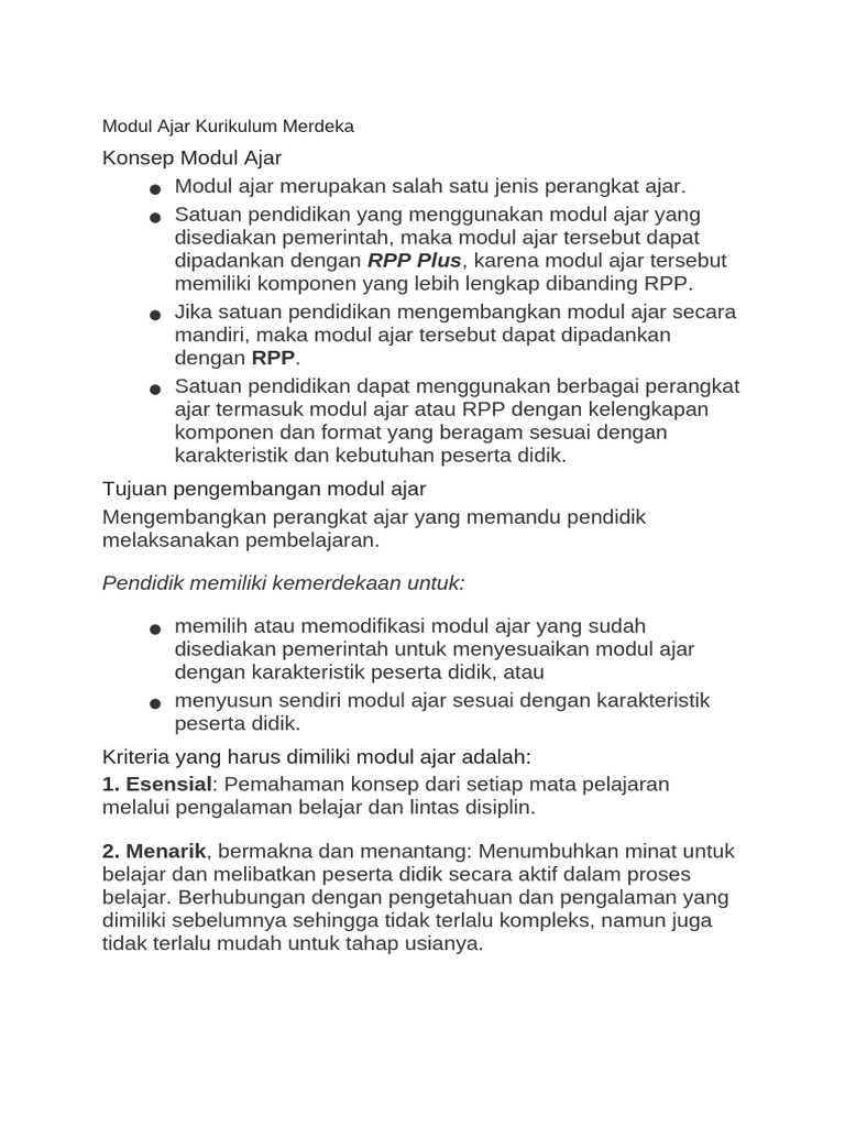 Pengertian dan Tujuan Modul Ajar | PDF
