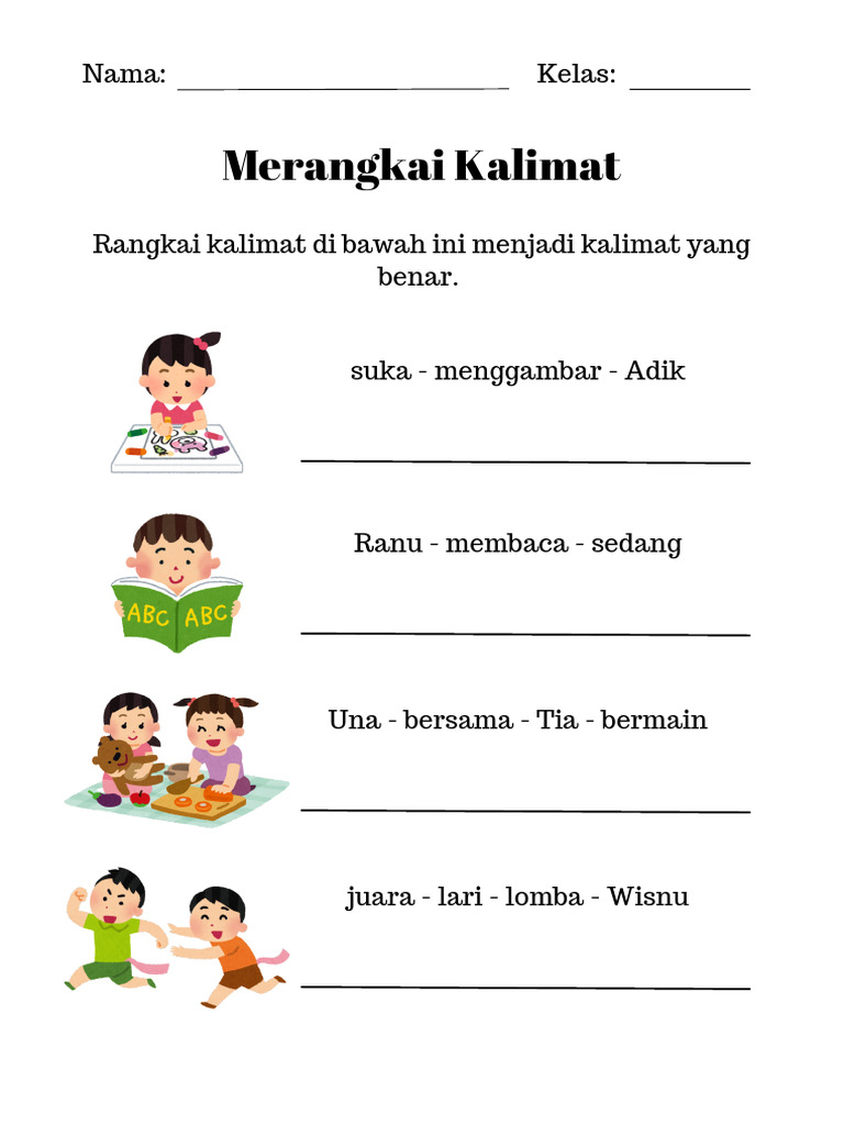 Merangkai Kalimat: Nama: Kelas | PDF