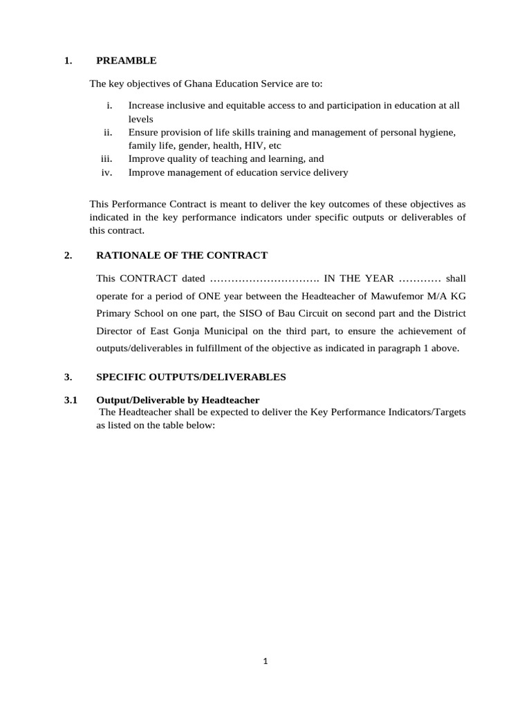 3performance Contract - Basic Schools - 2024 | PDF | Performance ...