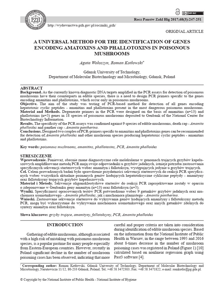 A Universal Method For The Identification of Genes Encoding Amatoxins ...