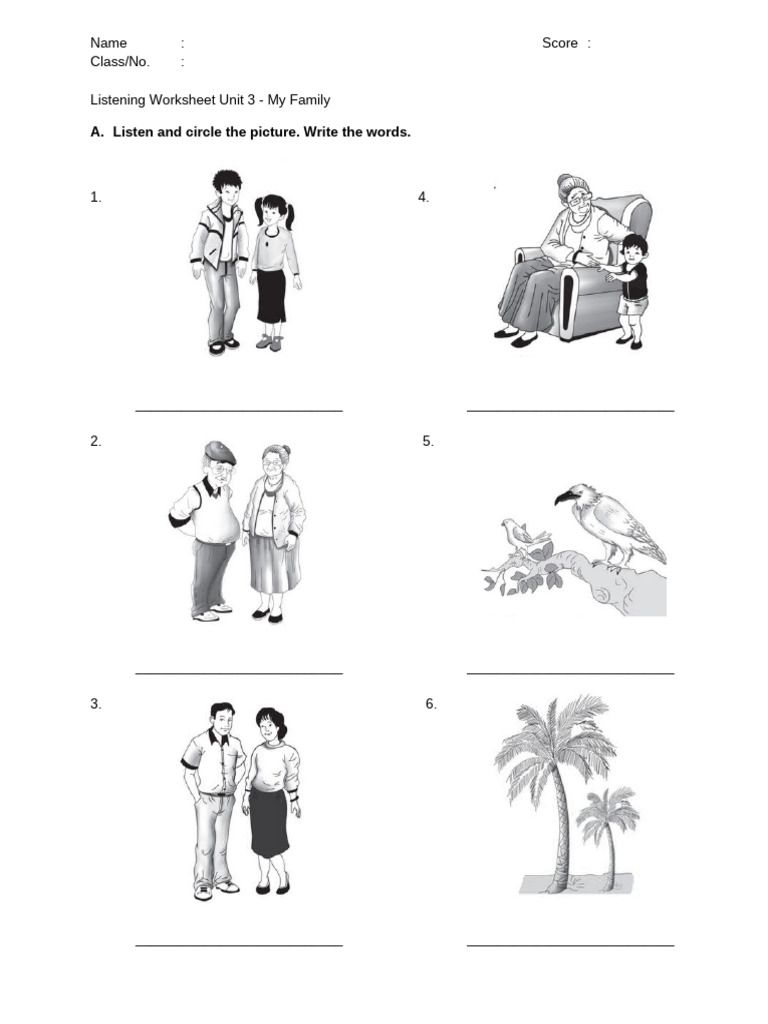 Listening Worksheet: My Family Unit 3 | PDF