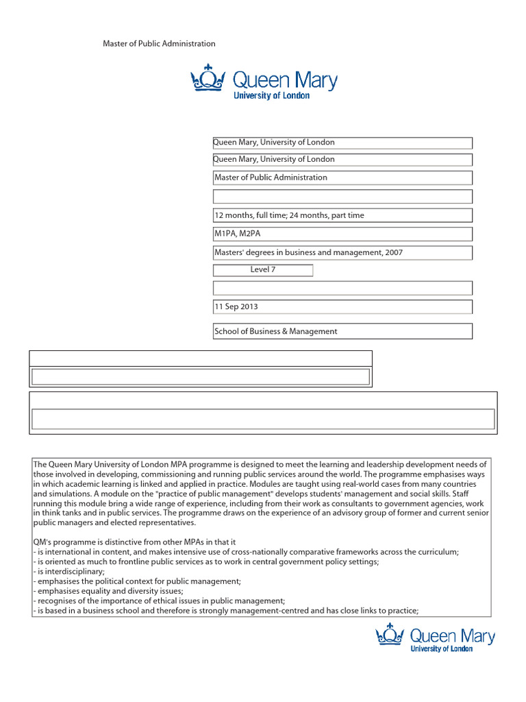 PS - M1PA, M2PA - Master of Public Administration | PDF