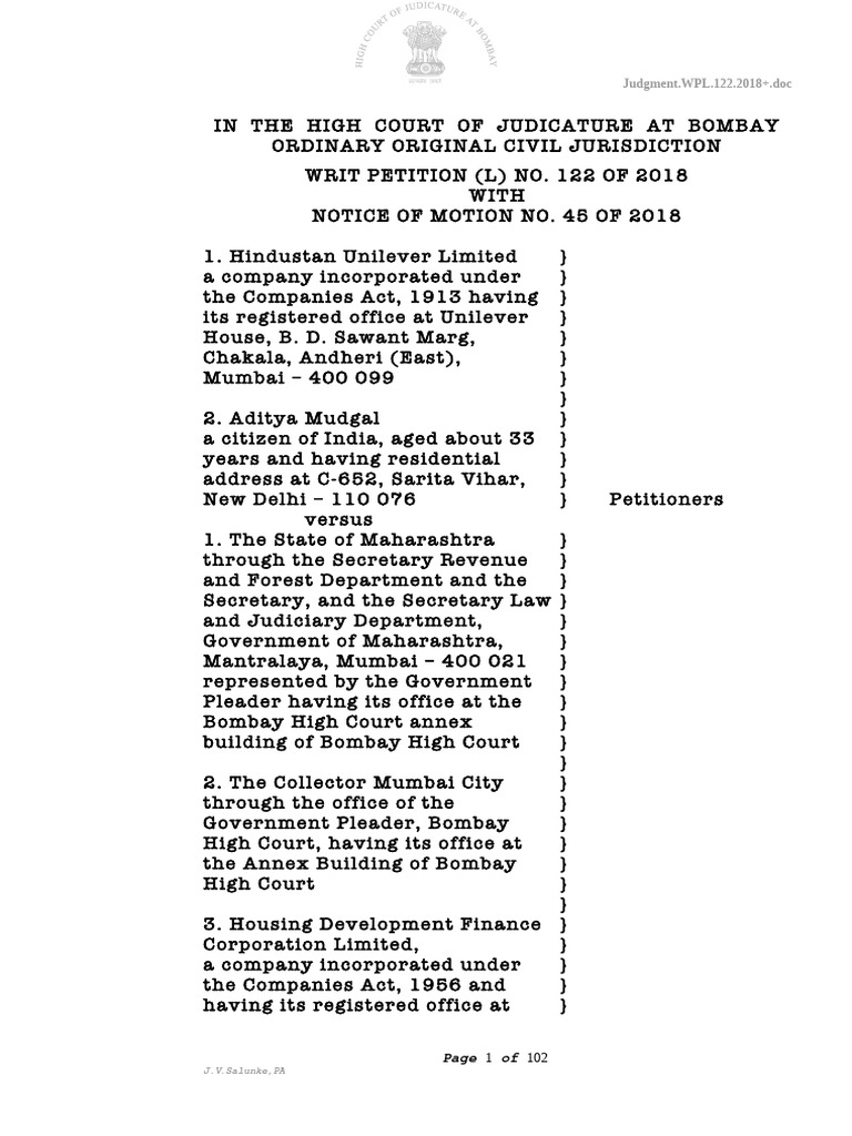 Hindustan Unilever Limited Vs State of Maharashtra (030518) | PDF ...