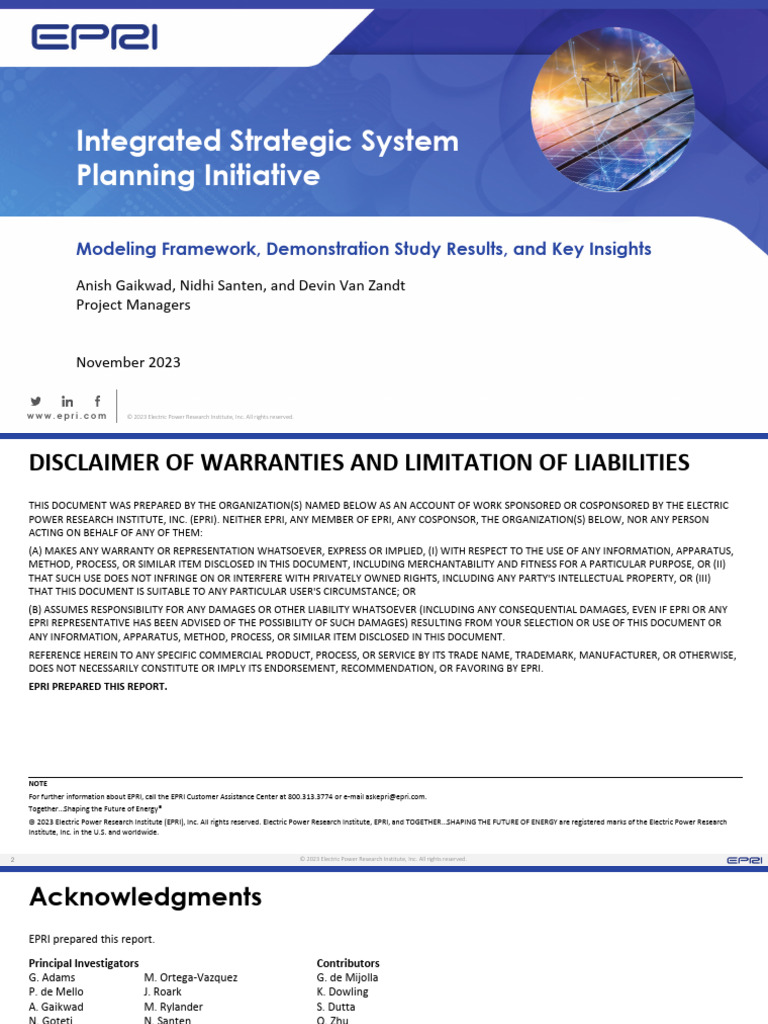 Integrated Strategic System Planning Initiative - Modeling Framework ...
