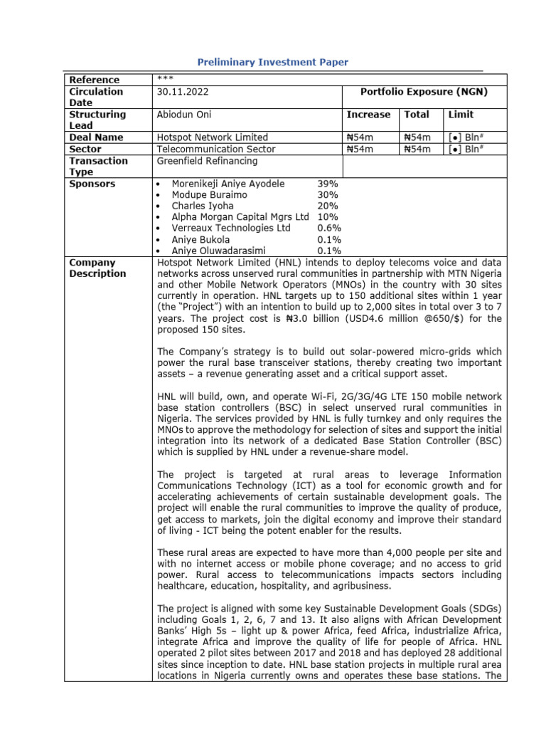 HNL Investment Paper Final | PDF | Information And Communications ...