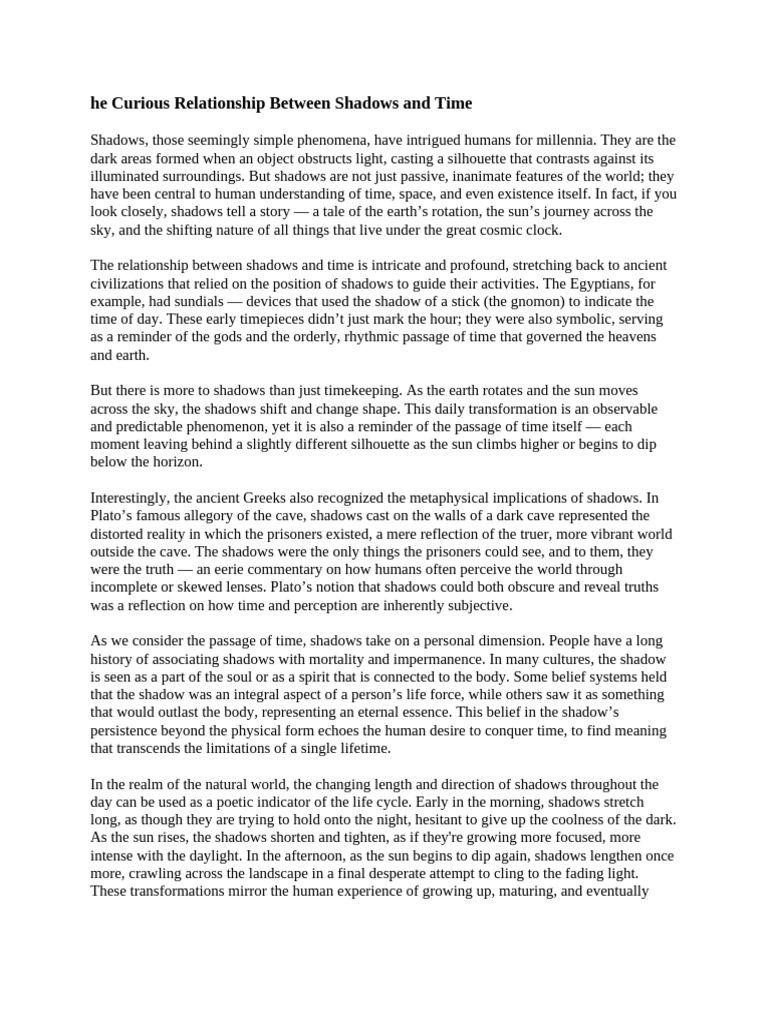 Shadows: Time's Elusive Dance | PDF | Shadow | Time