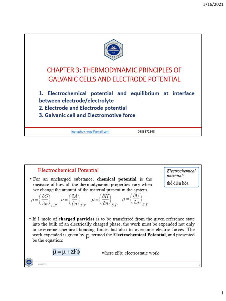 Chapter 3 - part 1 | PDF | Electrochemistry | Physical Chemistry