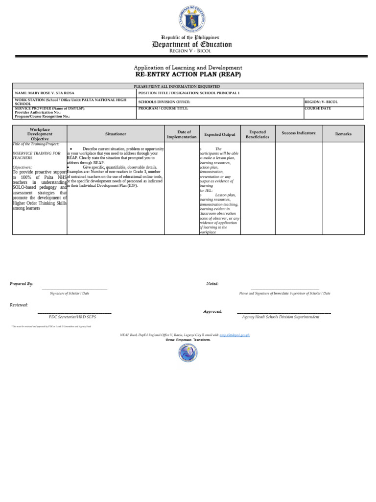 REAP L and D_HOTS | PDF | Lesson Plan | Teachers