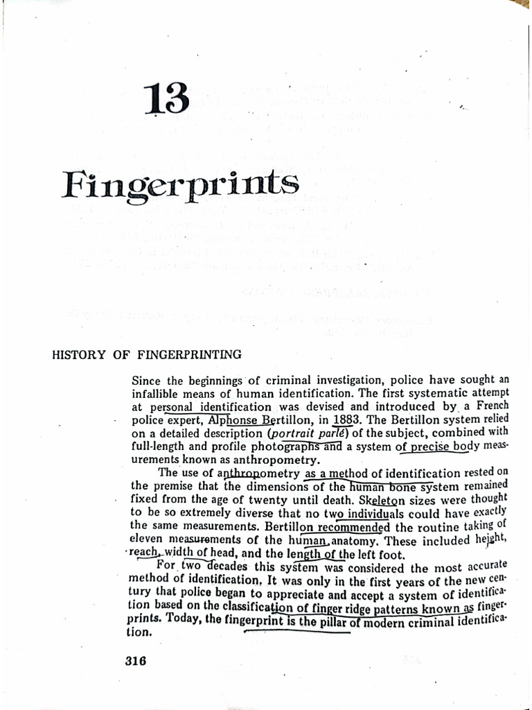 Criminalistic Richard Saferstein..chepter 13 Fingerprints | PDF