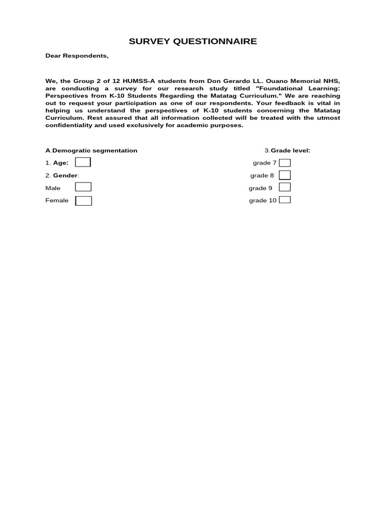 Survey Questionnaire 2 Recovered | PDF