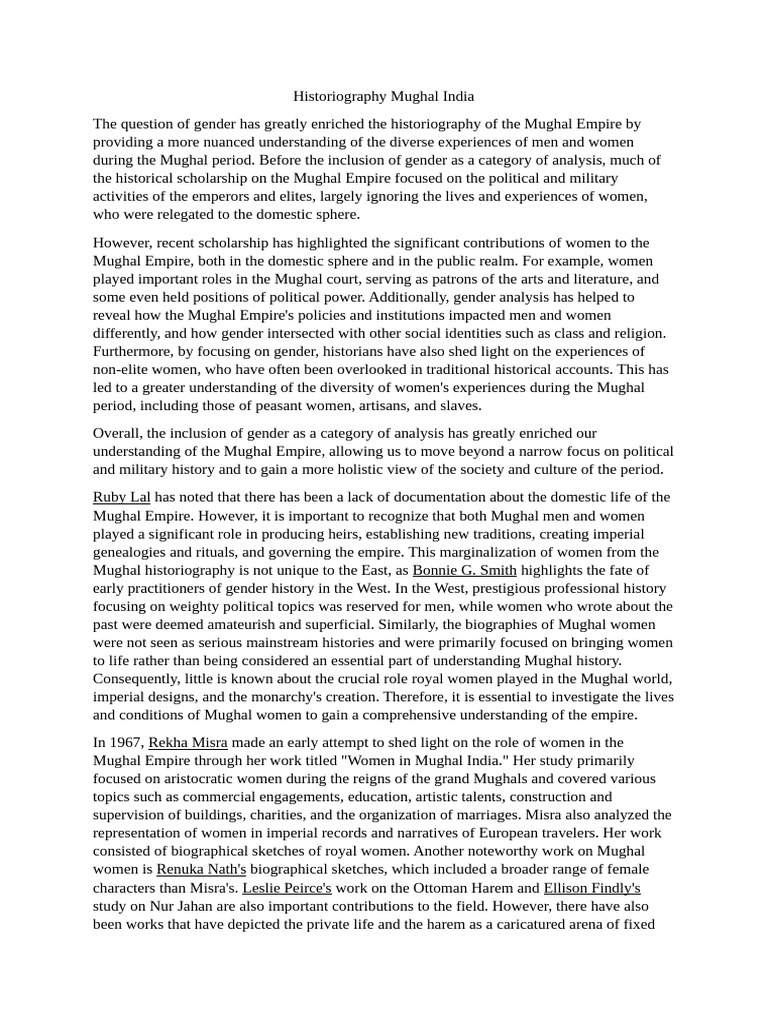Historiography Mughal India | PDF | Mughal Empire | Harem