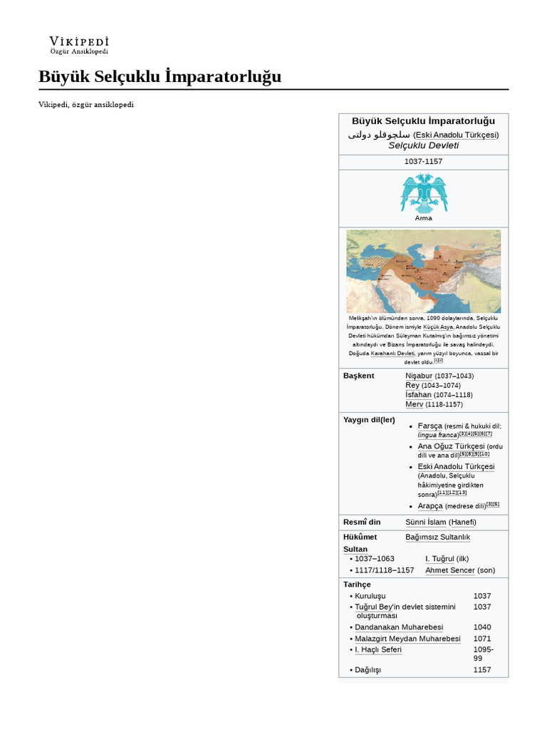 Büyük Selçuklu İmparatorluğu | PDF