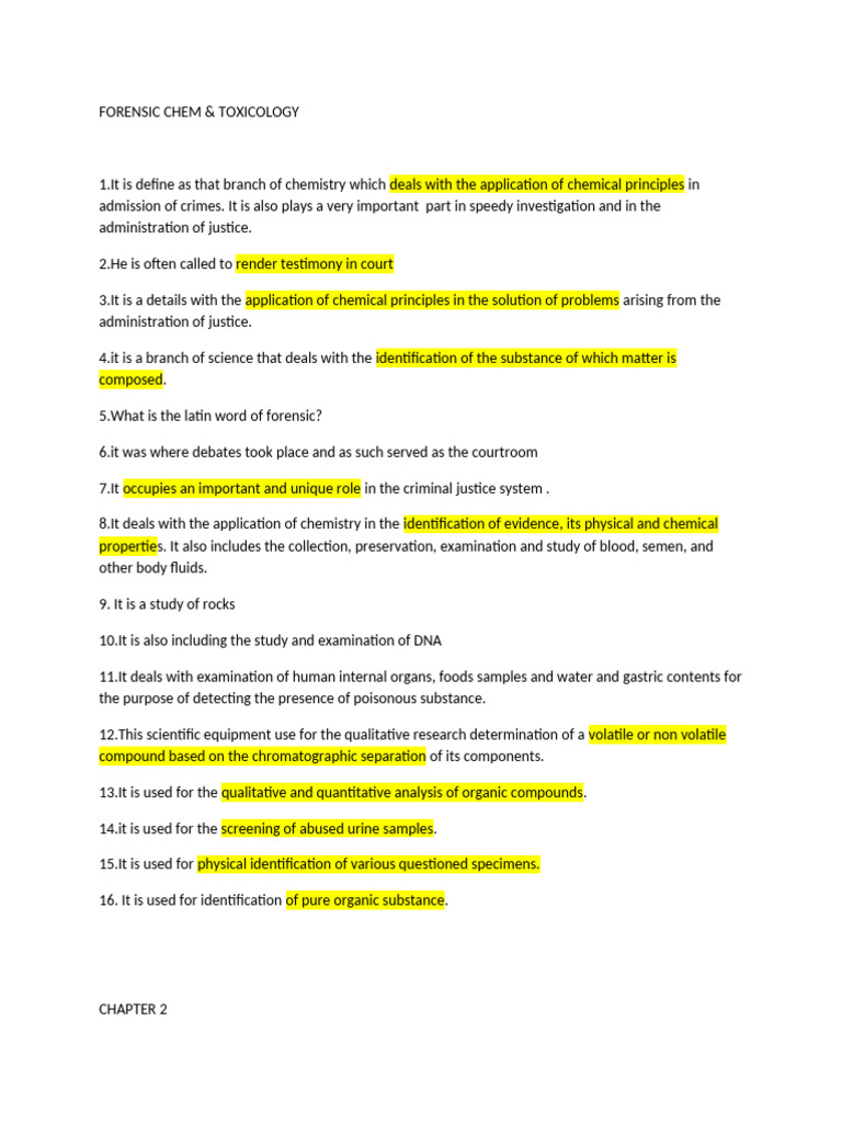 Forensic Chemistry and Toxicology Overview | PDF | Drugs | Narcotic