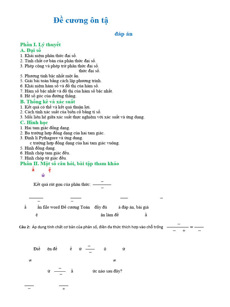 De Cuong On Tap Ki 2 Toan 8 KNTT Co Dan | PDF