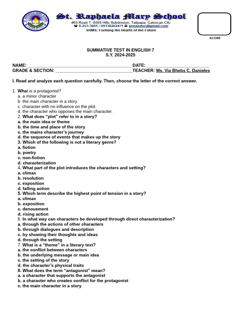 Q2 Summative Test in English 7 | PDF | Narration | Plot (Narrative)