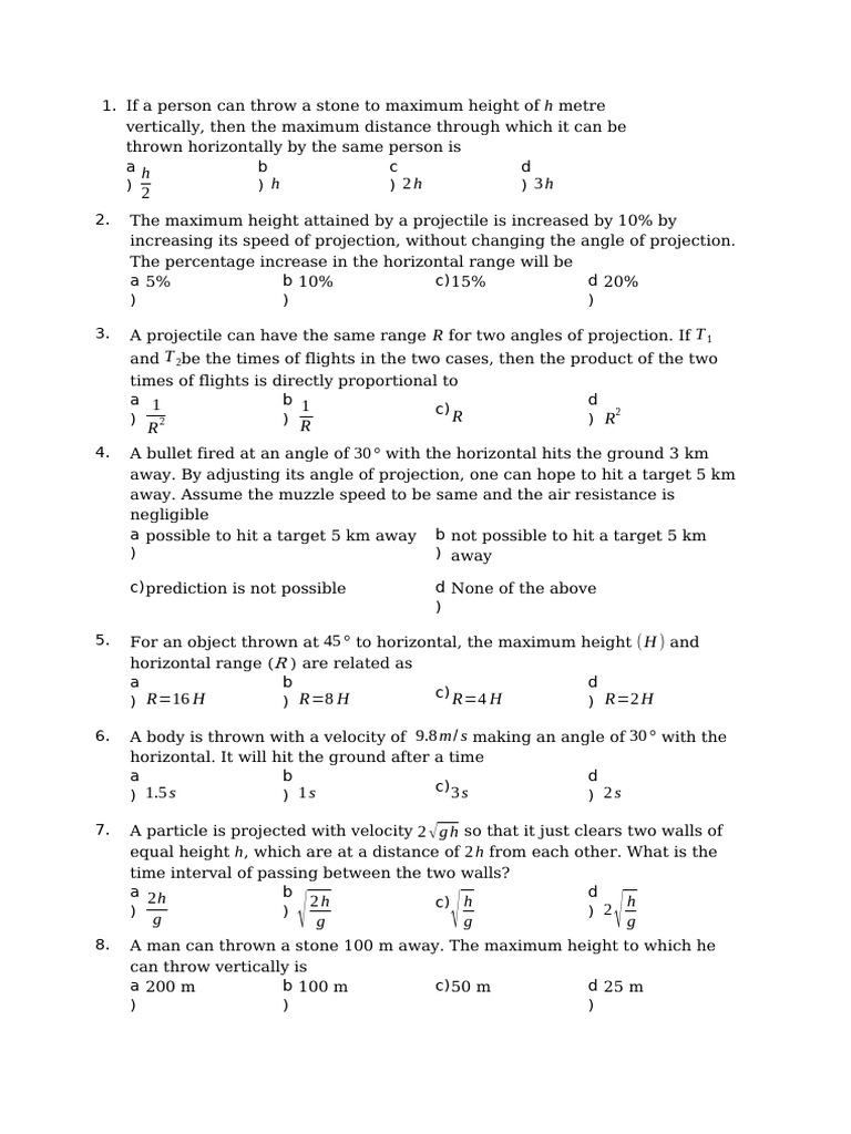 Projectile Motion Problems and Solutions | PDF | Projectiles | Mechanical Engineering