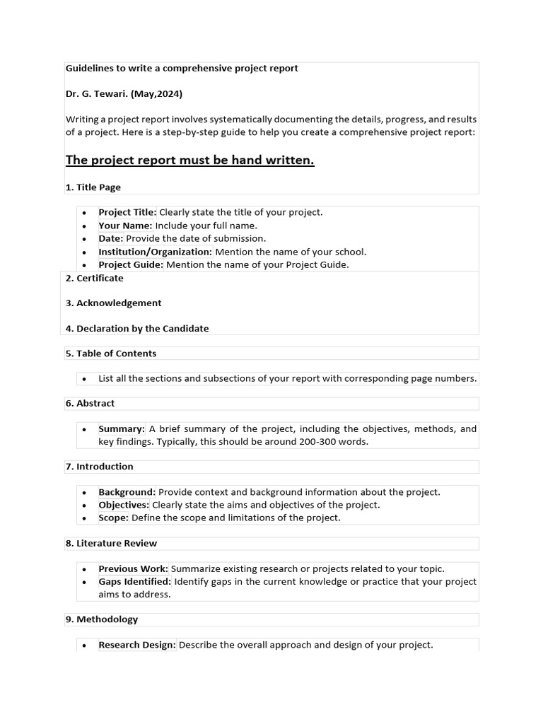 Project Report - Guidelines (2024) | PDF | Data | Methodology