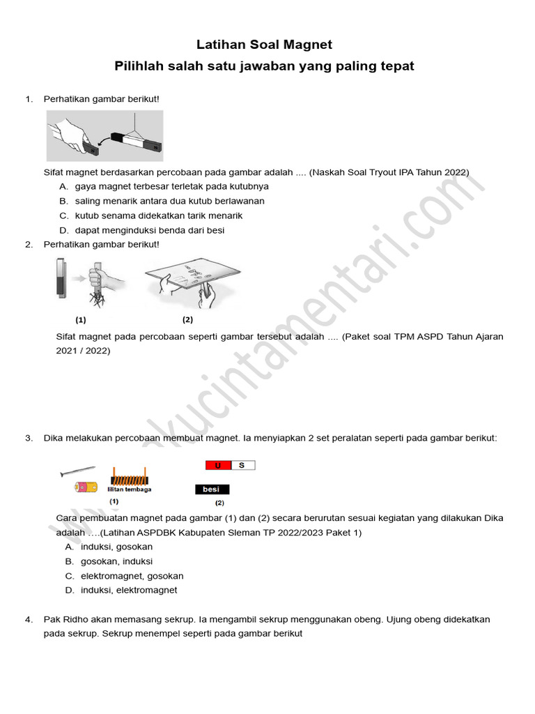 Soal Latihan Sifat dan Pembuatan Magnet | PDF | Sains & Matematika