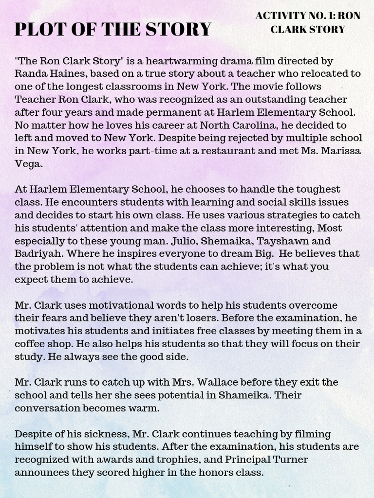 Reflection Paper About THR Movie of Ron Clark Story | PDF | Teachers