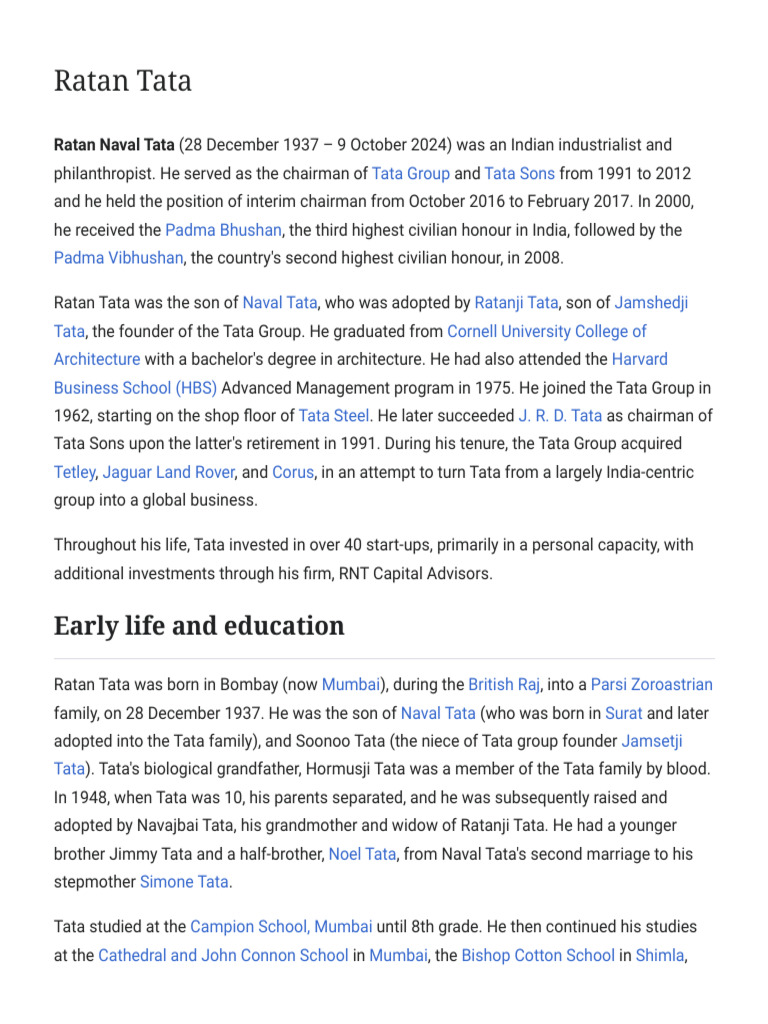 Ratan Tata - Wikipedia (1) | PDF