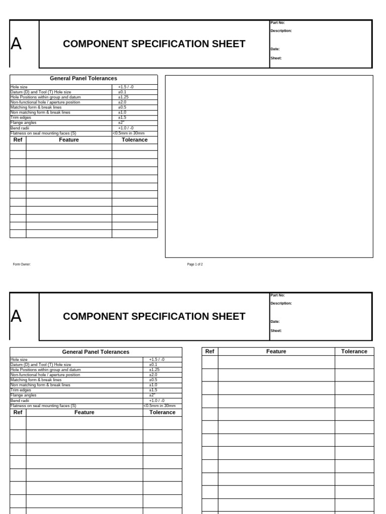 Component Spec Sheet | PDF